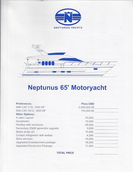 Neptunus 65 Motoryacht Specification Brochure – SailInfo I boatbrochure.com