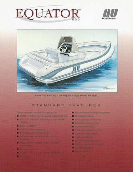 Novurania Equator 600 Preliminary Brochure – SailInfo I boatbrochure.com
