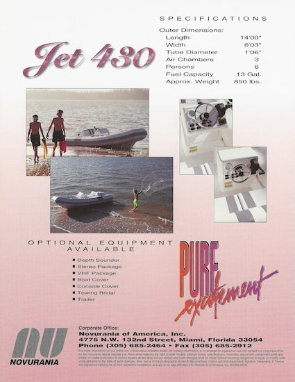 Novurania Jet 430 Brochure – SailInfo I boatbrochure.com