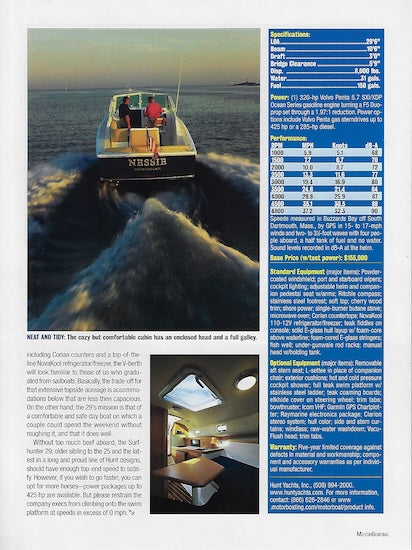 Hunt Surfhunter 29 Motorboating Magazine Reprint Brochure – SailInfo I ...
