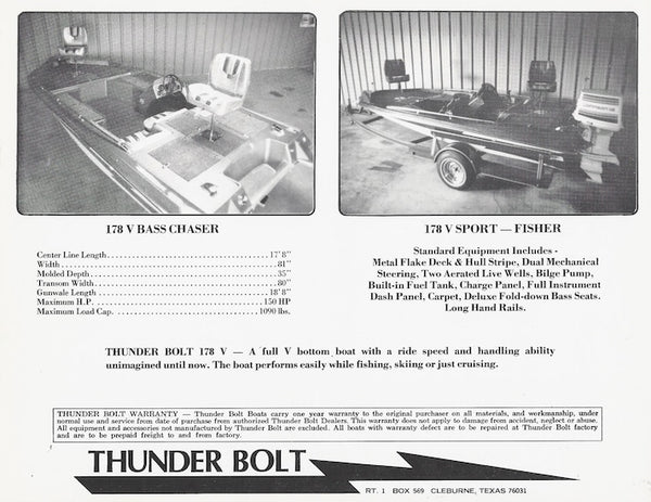 Thunderbolt 155 and 178 V/Sport Specification Brochure – SailInfo I boatbrochure.com