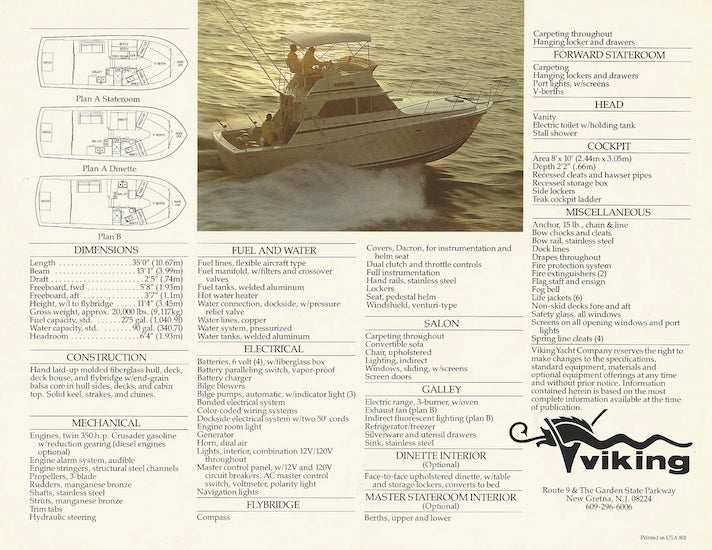 Viking 35 Convertible Brochure – SailInfo I boatbrochure.com