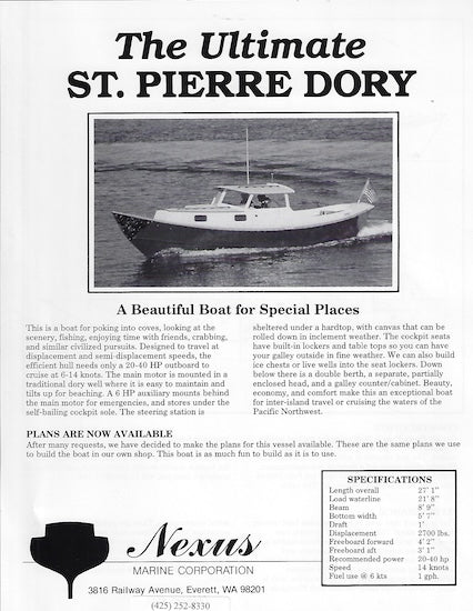 Nexus St. Pierce Dory Specification Brochure – SailInfo I boatbrochure.com