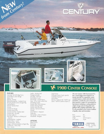 Century 1900 Center Console Flyer Brochure – SailInfo I boatbrochure.com