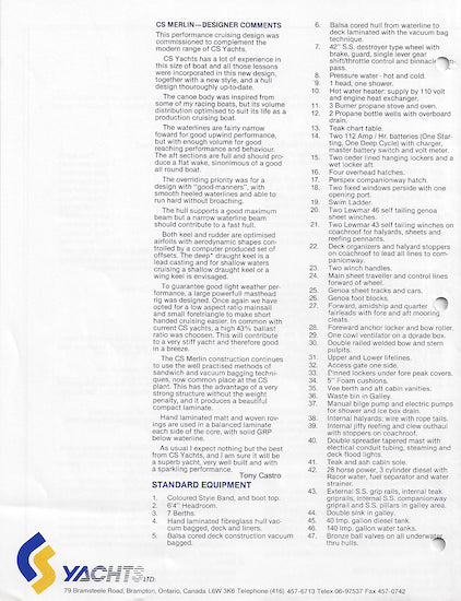 CS 36 Merlin Brochure – SailInfo I boatbrochure.com