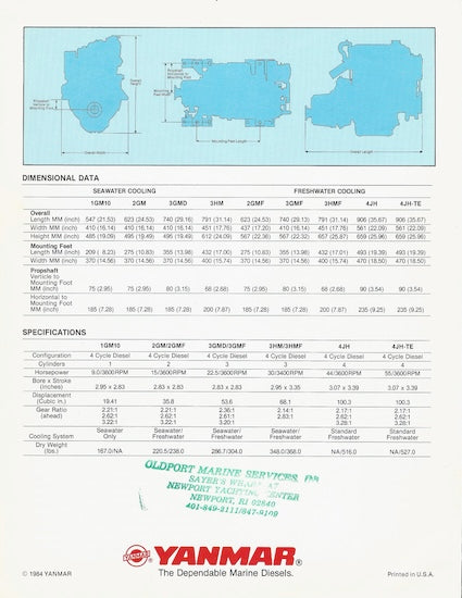 Yanmar 1984 Diesel Brochure – SailInfo I boatbrochure.com