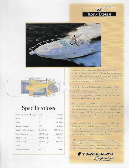Trojan 360 Express Specification Brochure (1998) – SailInfo I ...