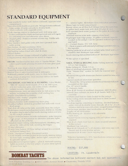 Bombay Motor Sailer Brochure – SailInfo I boatbrochure.com