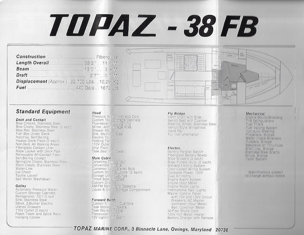 Topaz 38 Flybridge Brochure – SailInfo I boatbrochure.com
