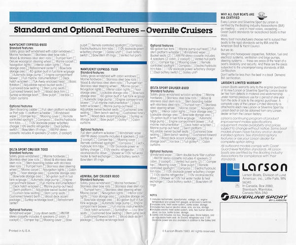 Larson 1984 Fold Out Poster Brochure – SailInfo I boatbrochure.com