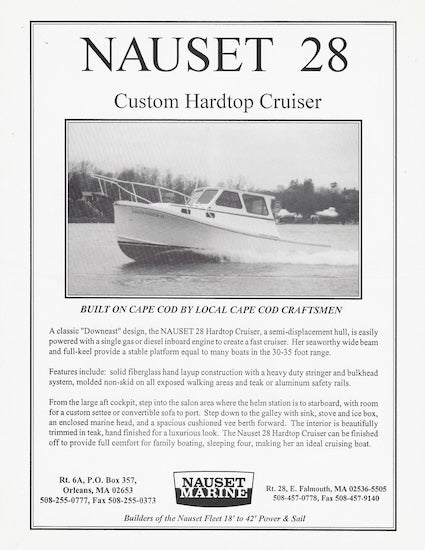 Nauset 28 Custom Hardtop Cruiser Brochure – SailInfo I boatbrochure.com
