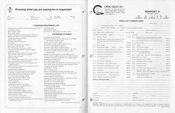 Newport 31 Specification Brochure – SailInfo I boatbrochure.com