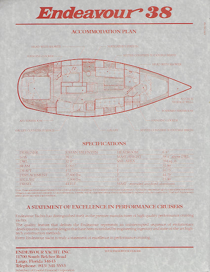 Endeavour 38 Center Cockpit Specification Brochure – SailInfo I ...