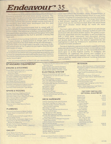 Endeavour 35 Specification Brochure – SailInfo I boatbrochure.com