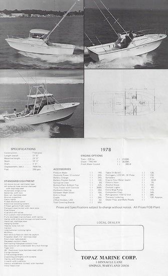 Topaz 28 Cuddy Brochure – SailInfo I boatbrochure.com