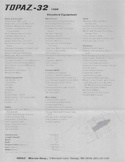 Topaz 32 Brochure – SailInfo I boatbrochure.com
