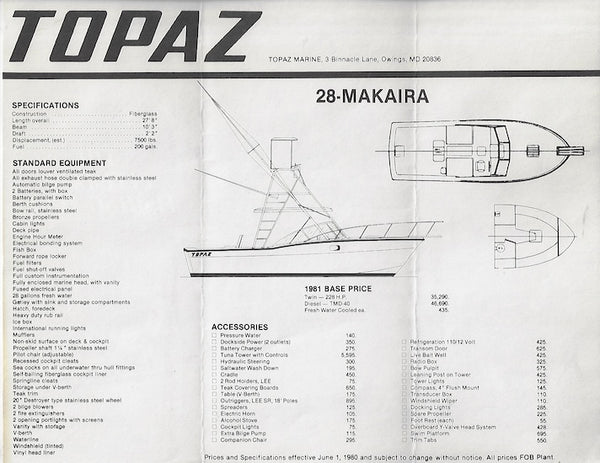 Topaz 28 Makaira Brochure – SailInfo I boatbrochure.com