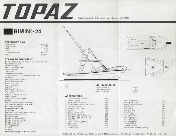 Topaz 24 Bimini Brochure – SailInfo I boatbrochure.com