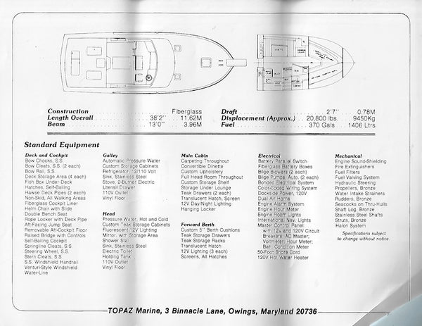 Topaz 38 Brochure – SailInfo I boatbrochure.com