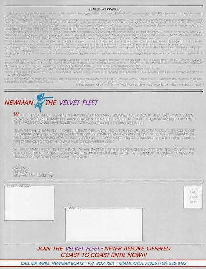 Newman 1986 Brochure – SailInfo I boatbrochure.com