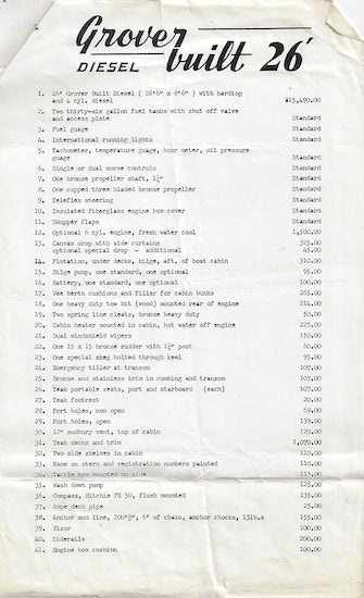 Grover's Built Diesel 26 brochure – SailInfo I boatbrochure.com