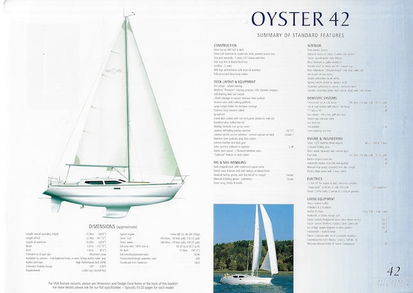 Oyster 2000 Specification Brochure – SailInfo I boatbrochure.com