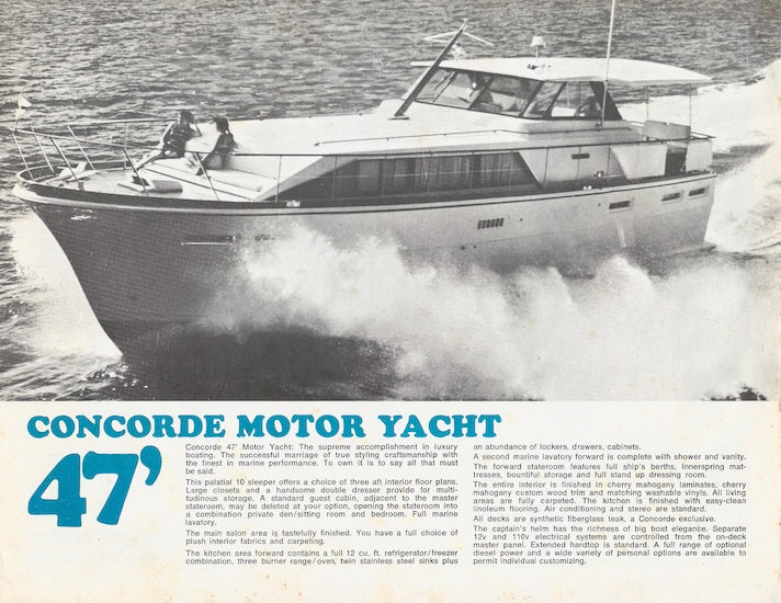 Concorde 47 Motor Yacht Specification Brochure – SailInfo I ...