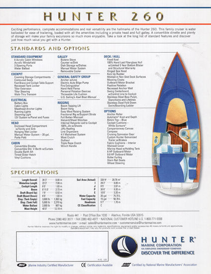 Hunter 260 Brochure – SailInfo I boatbrochure.com