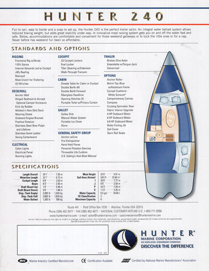 Hunter 240 Brochure – SailInfo I boatbrochure.com