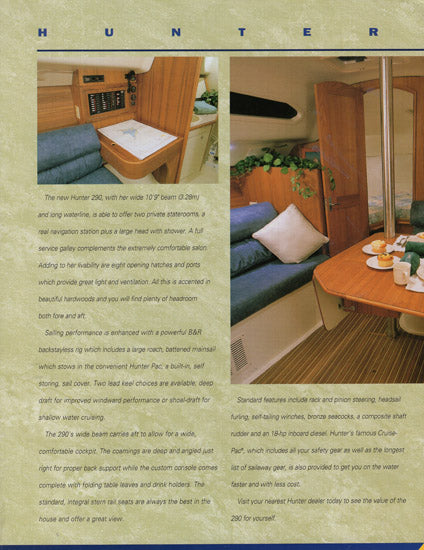 Hunter 290 Brochure – SailInfo I boatbrochure.com