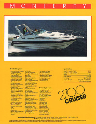 Monterey 2700 Cruiser Brochure – SailInfo I boatbrochure.com
