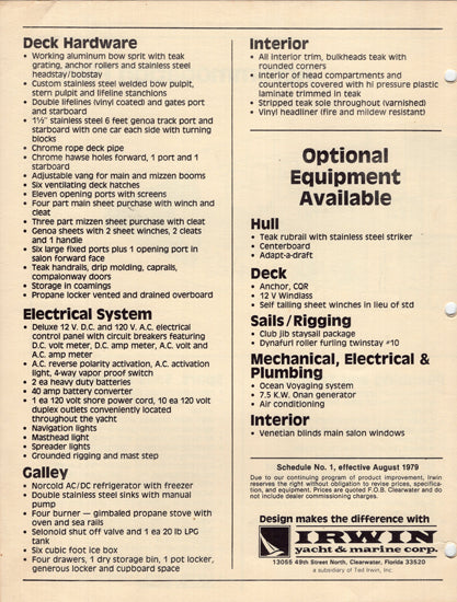Irwin 46 Cruising Ketch Brochure & Price List – SailInfo I boatbrochure.com