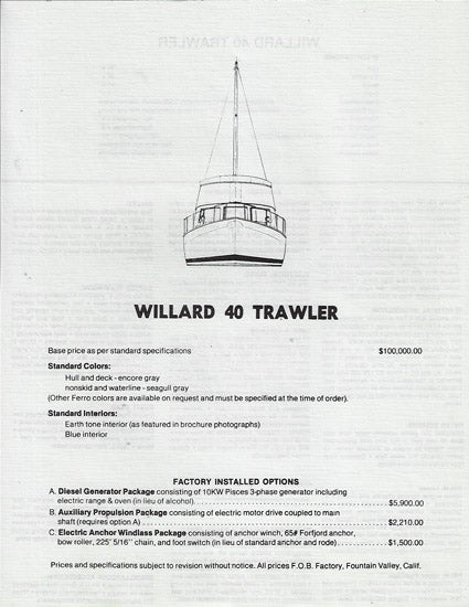 Willard 40 Brochure Package – SailInfo I boatbrochure.com