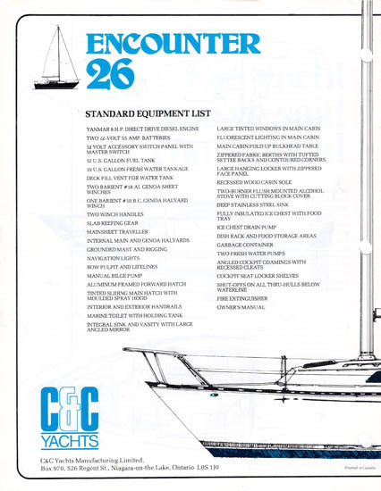 C&C 26 Encounter Brochure – SailInfo I boatbrochure.com