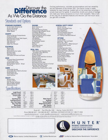 Hunter 260 Brochure – SailInfo I boatbrochure.com