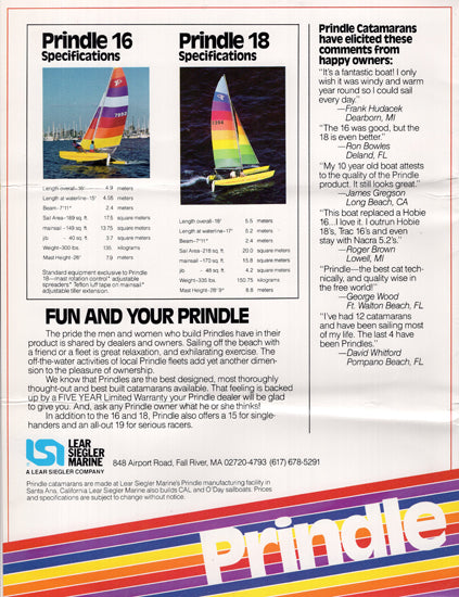 Prindle 16 & 18 Catamaran Brochure – SailInfo I boatbrochure.com