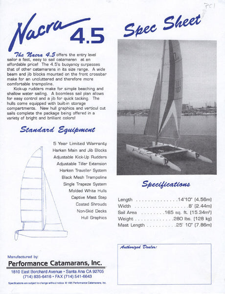 Nacra 4.5 Specification Brochure – SailInfo I boatbrochure.com