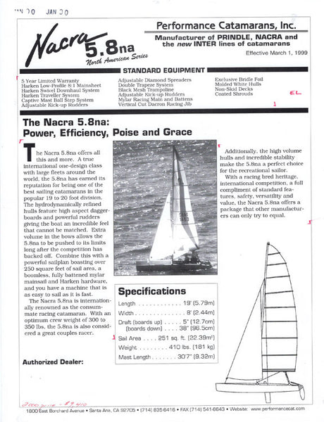 Nacra 5.8na Specification Brochure – SailInfo I boatbrochure.com