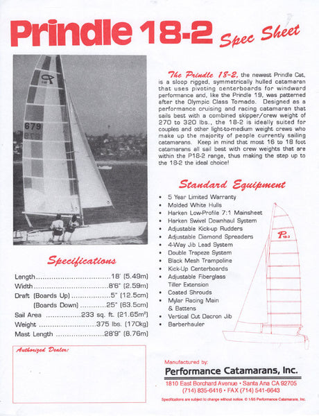 Prindle 18-2 Specification Brochure – SailInfo I boatbrochure.com