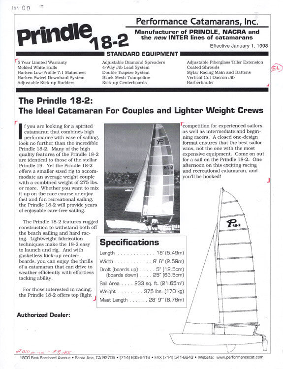 Prindle 18-2 Specification Brochure – SailInfo I boatbrochure.com