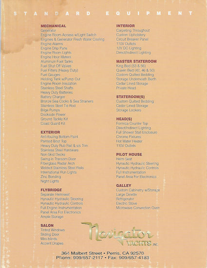 Navigator Brochure – SailInfo I boatbrochure.com