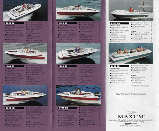 Maxum 1995 Full Line Brochure – SailInfo I boatbrochure.com