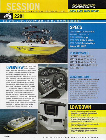 Session WaterSki Magazine Reprint Brochure – SailInfo I boatbrochure.com