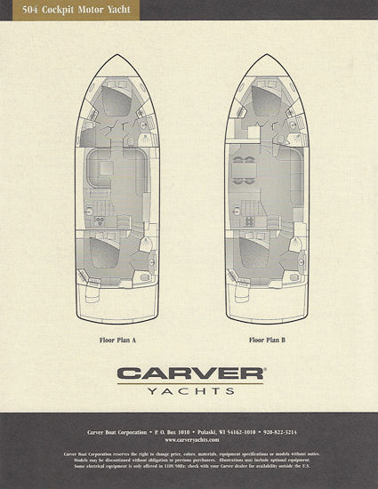 Carver 504 Cockpit Motoryacht Specification Brochure – SailInfo I ...