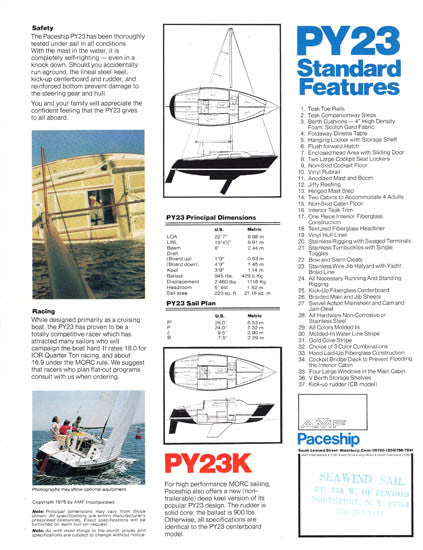 Paceship PY23 Brochure – SailInfo I boatbrochure.com