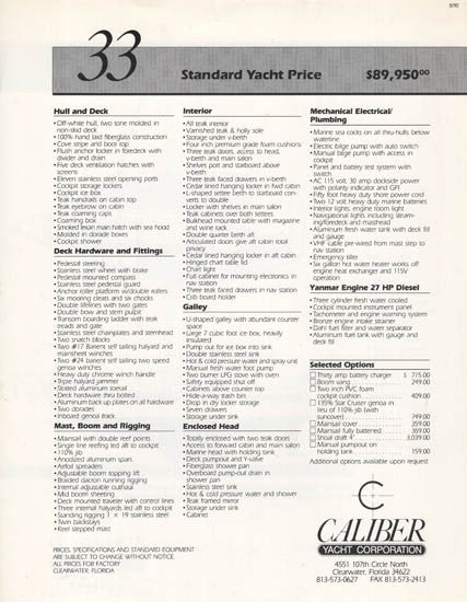 Caliber 33 Specification Brochure – SailInfo I boatbrochure.com