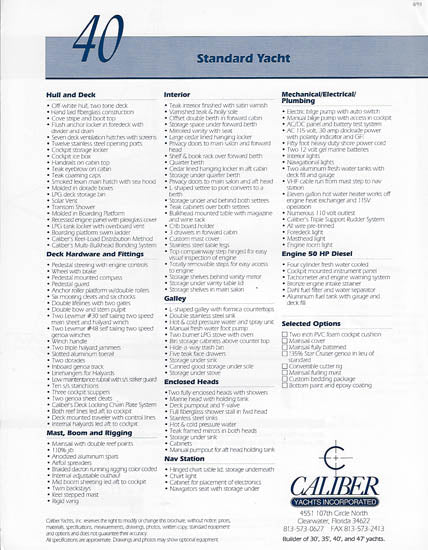 Caliber 40 Specification Brochure – SailInfo I boatbrochure.com