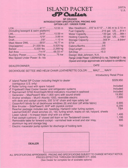 Island Packet SP Cruiser Specification Brochure – SailInfo I ...