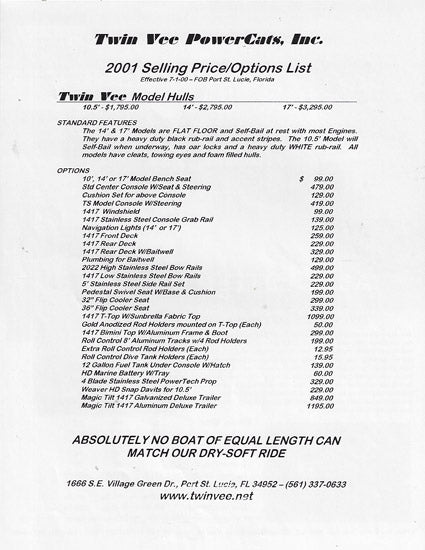 Twin Vee Models 8-17’ Brochure – SailInfo I boatbrochure.com