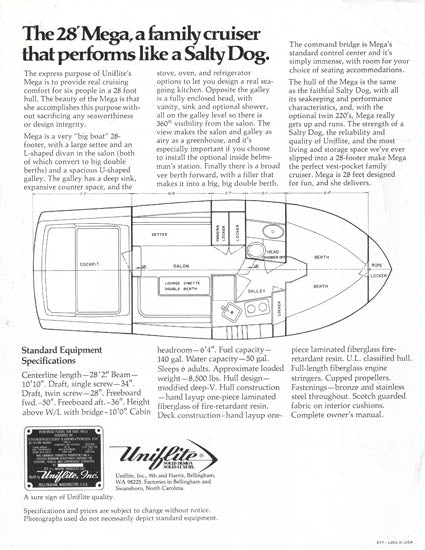 Uniflite 28 Mega Brochure – SailInfo I boatbrochure.com